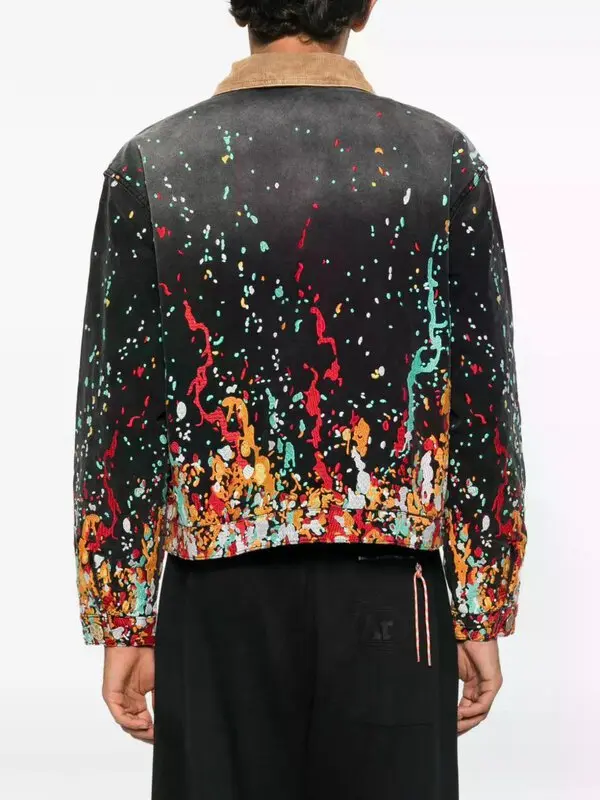 HOUSE OF ERRORS Paint-splatter Corduroy-collar Jacket - Black