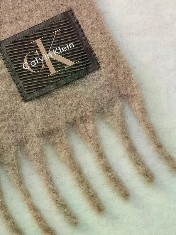 Calvin Klein Logo-patch Fringed Scarf