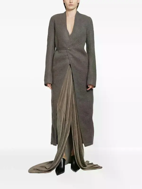 Rick Owens Tower Lab Belted Coat - Grey