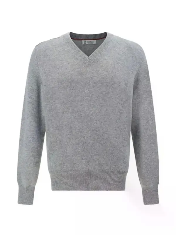 Brunello Cucinelli V-neck Cashmere Sweater - Grey