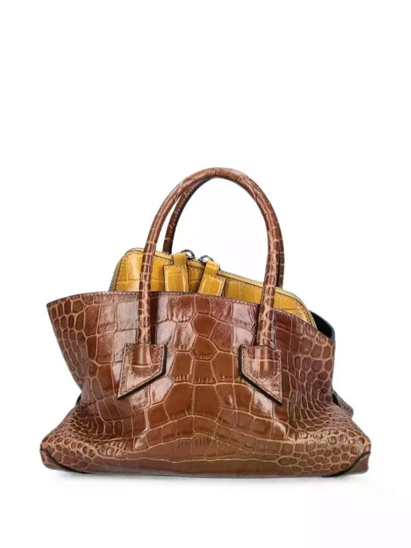 Attico Mini La Passeggiata Crocodile-effect Leather Tote Bag - Brown