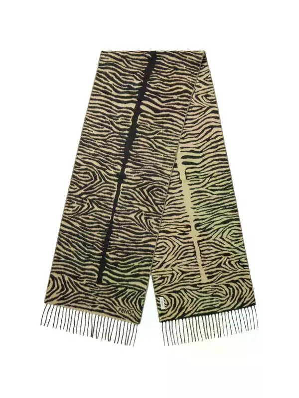 Fendi Zebra-print Fringed Scarf