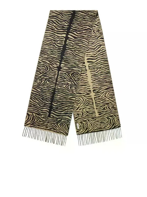 Fendi Zebra-print Fringed Scarf