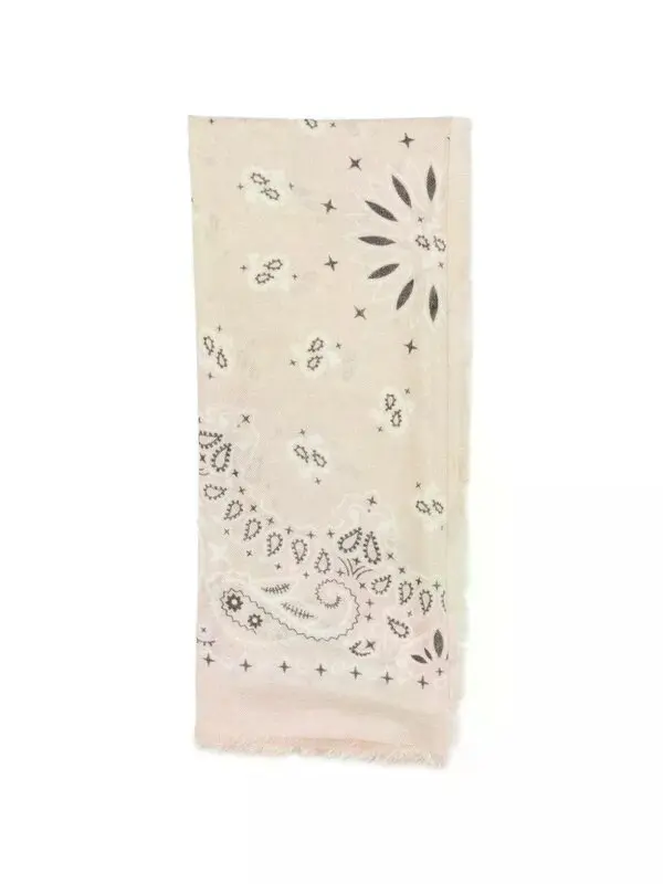 MC2 SAINT BARTH Foulard Maxi Bandana-print Frayed Scarf - Neutrals