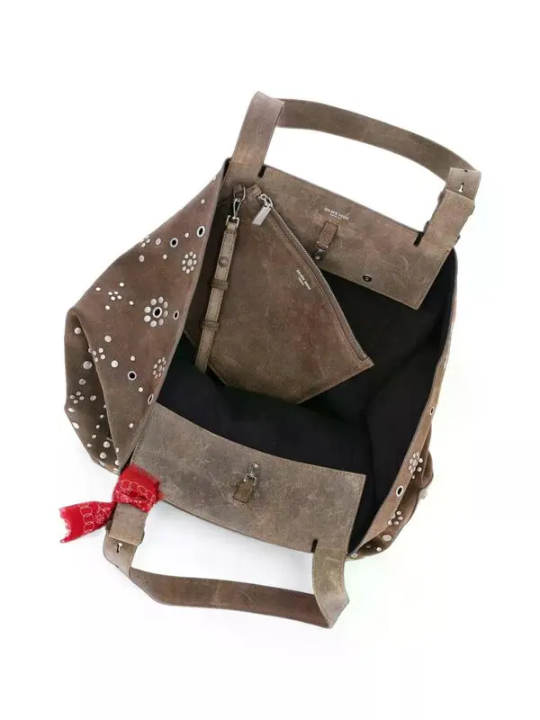 GOLDEN GOOSE 24/7 Bag Ew Regular In Military- Suede With Silver Studs And Eyelets - Green