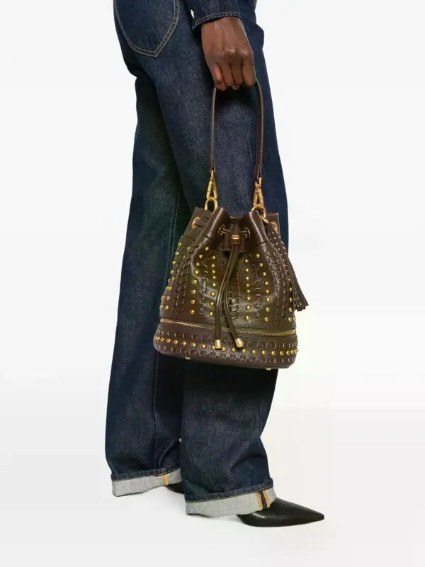 LA CARRIE Studded Leather Bucket Bag