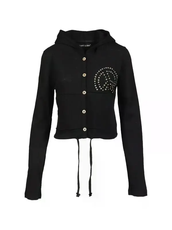 POST ARCHIVE FACTION Studded Hooded Cardigan - Black