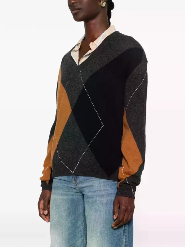 JCSOPHIE Philippa Argyle-pattern V-neck Sweater