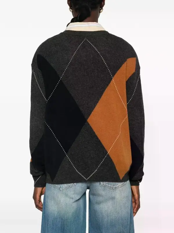 JCSOPHIE Philippa Argyle-pattern V-neck Sweater