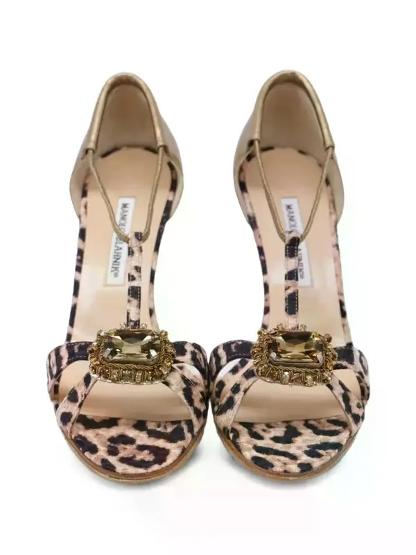Manolo Blahnik Drina Leopard Crystal-embellished Sandals