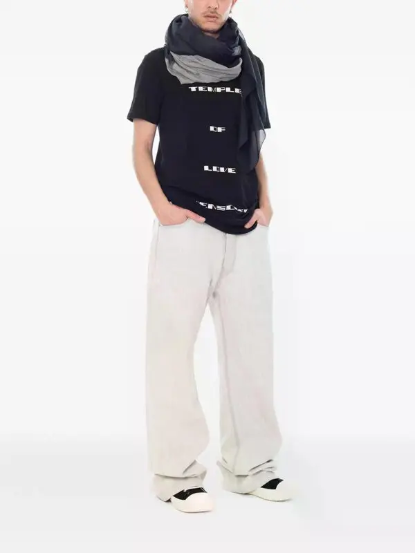 Rick Owens Flag Printed Scarf - Black