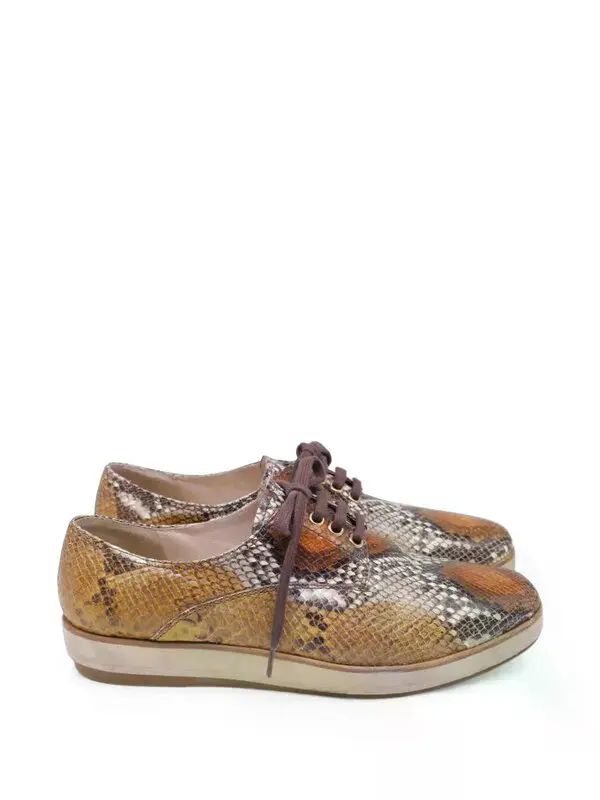 Miu Miu Snakeskin-embossed Lace-up Oxford Shoes