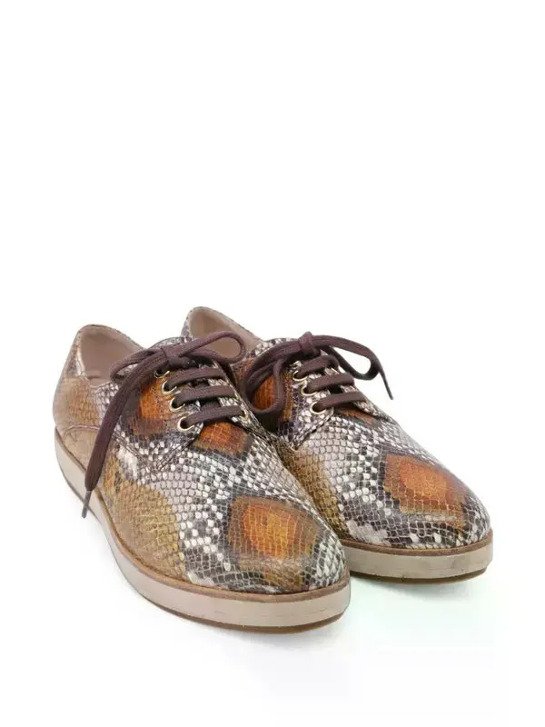 Miu Miu Snakeskin-embossed Lace-up Oxford Shoes