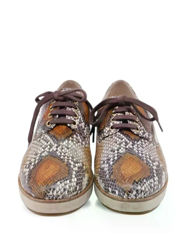 Miu Miu Snakeskin-embossed Lace-up Oxford Shoes