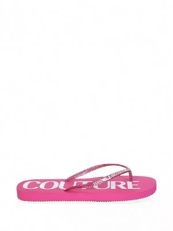 Versace Glitter-detail Logo-print Flip-flops