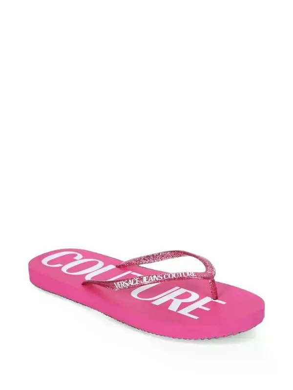 Versace Glitter-detail Logo-print Flip-flops