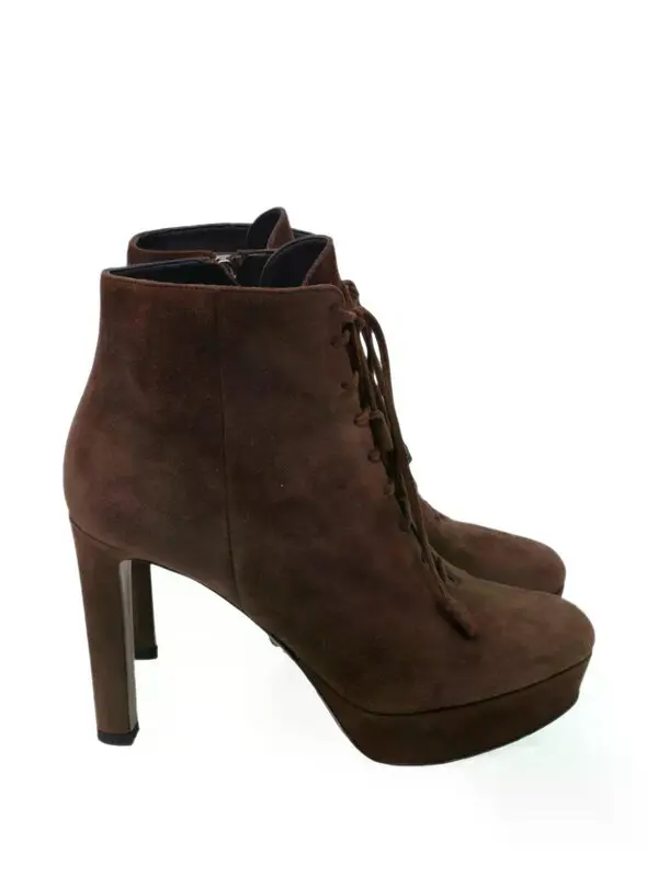 Prada Lace-up Platform Boots - Brown