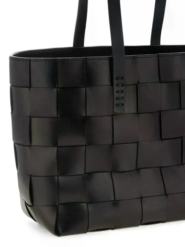 Dragon Diffusion Japan Checkerboard Woven Leather Tote Bag - Black