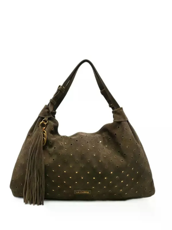 LA CARRIE Perforated Stud-embellished Tote Bag - Green