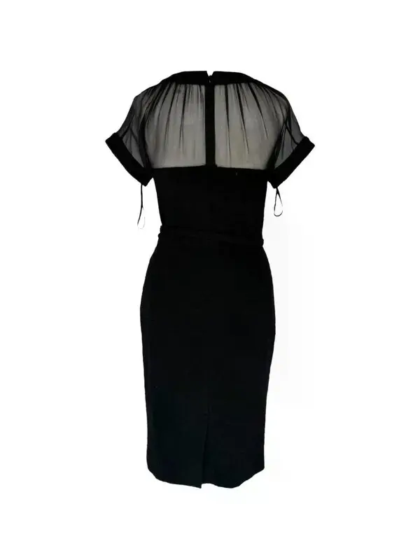 Oscar De La Renta 2010-2020s Belted Sheer-panel Midi Dress