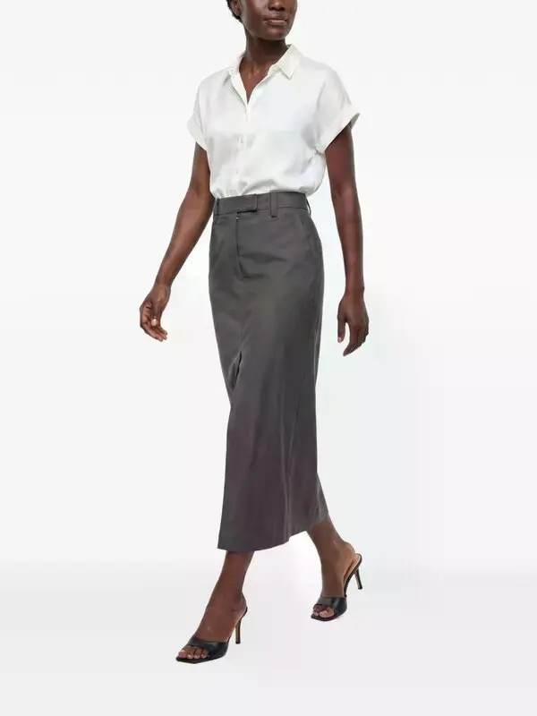 Brunello Cucinelli Midi High-waisted Front-slit Skirt