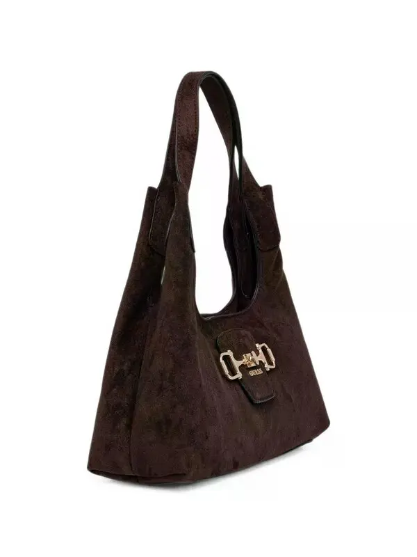 Guess Sunset Horsebit-detail Suede Shoulder Bag - Brown