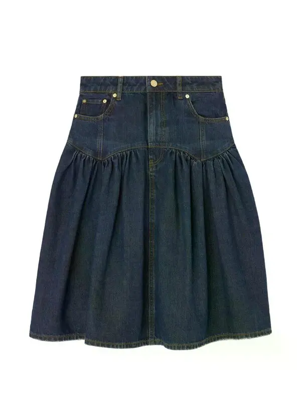 GANNI Skirt In Textured Denim - Blue
