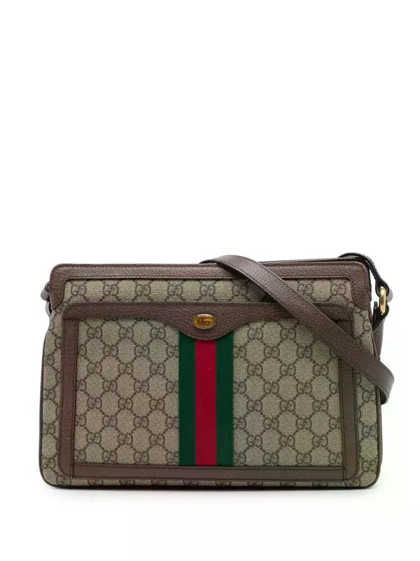 Gucci 2016-2026 Gg Supreme Web Ophidia Crossbody Bag - Neutrals