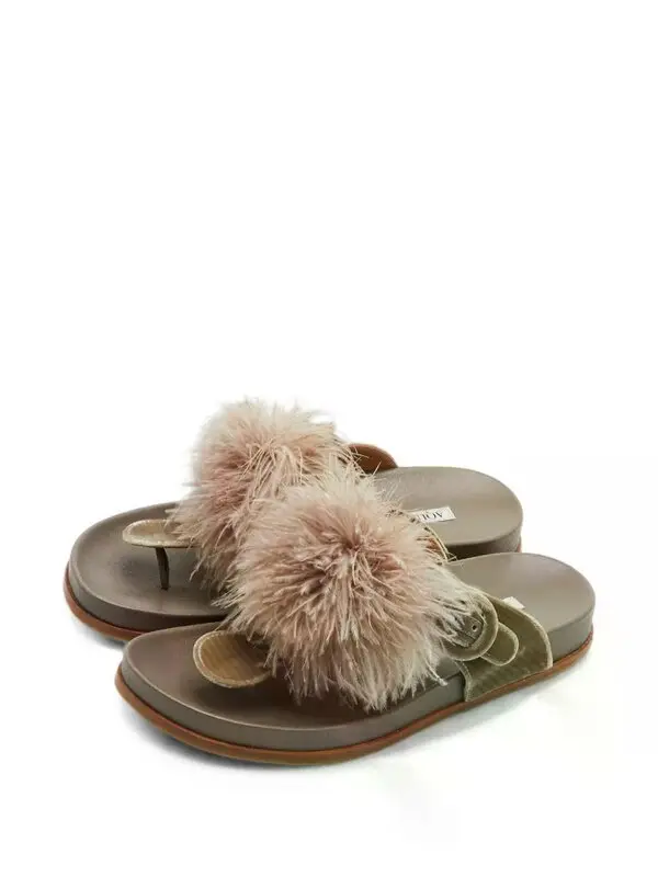 AQUAZZURA Pom Pom Velvet Sandals
