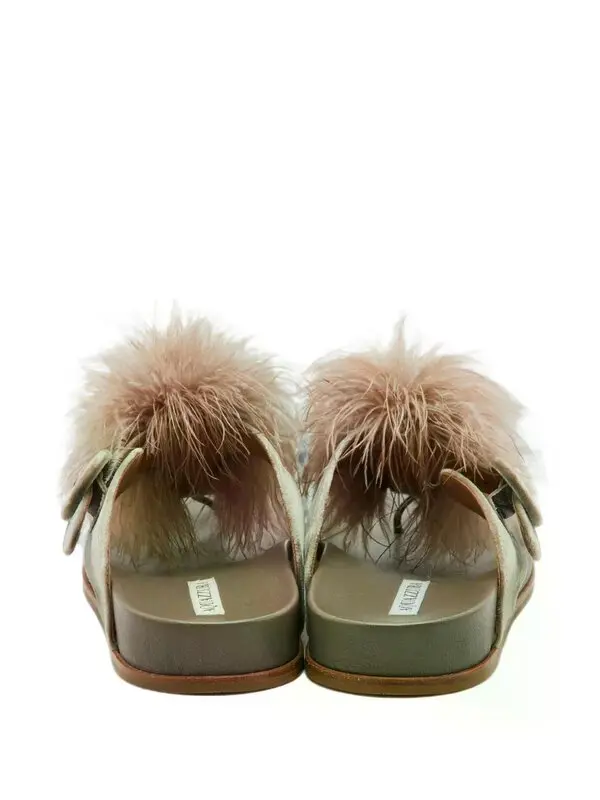 AQUAZZURA Pom Pom Velvet Sandals