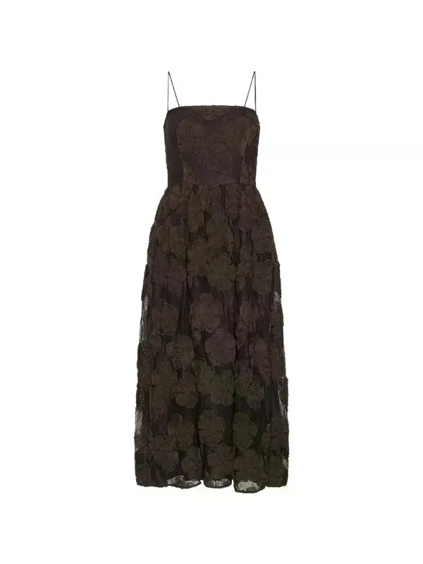 ROTATE BY BIRGER CHRISTENSEN Floral-lace Midi Dress - Brown