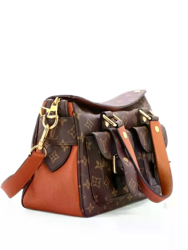 LOUIS VUITTON Manhattan Nm Handbag Monogram Canvas With Leather Satchel