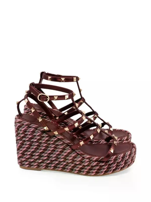 Valentino Garavani Rockstud Wedge Sandals - Red