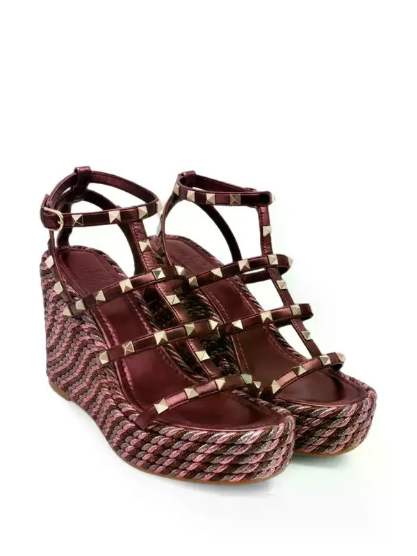 Valentino Garavani Rockstud Wedge Sandals - Red