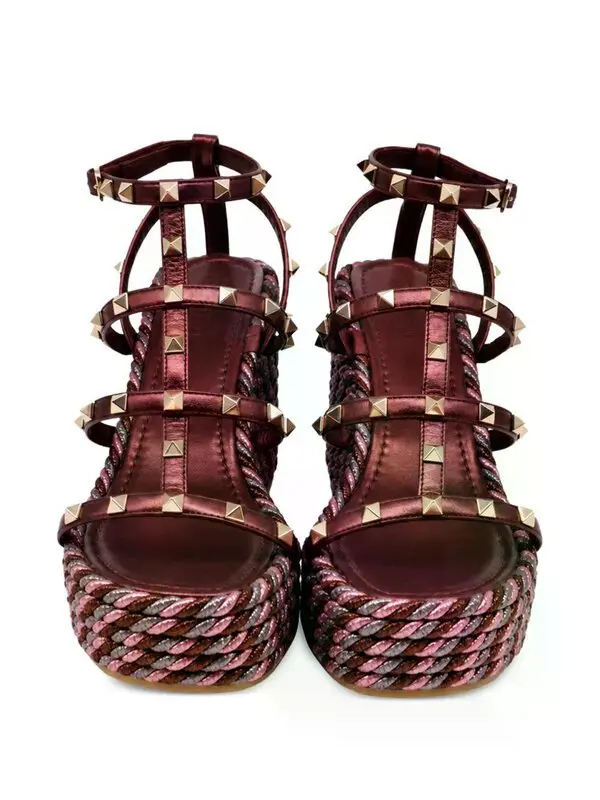 Valentino Garavani Rockstud Wedge Sandals - Red
