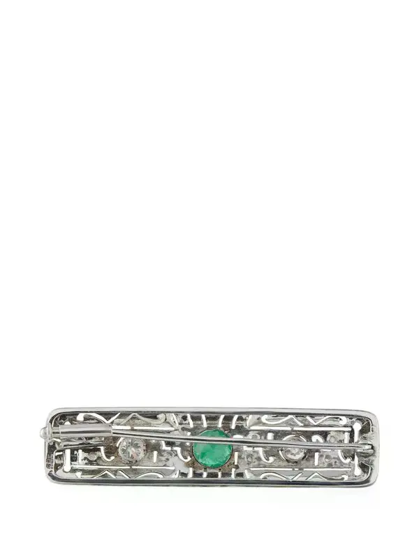 LB EXCLUSIVE Emerald And Diamond Bar Brooch