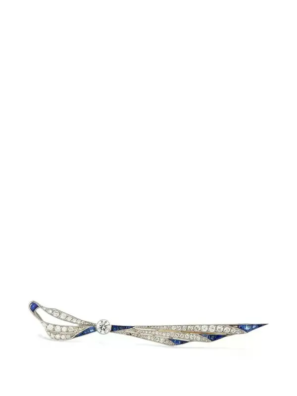 LB EXCLUSIVE Diamond And Sapphire Ribbon Brooch