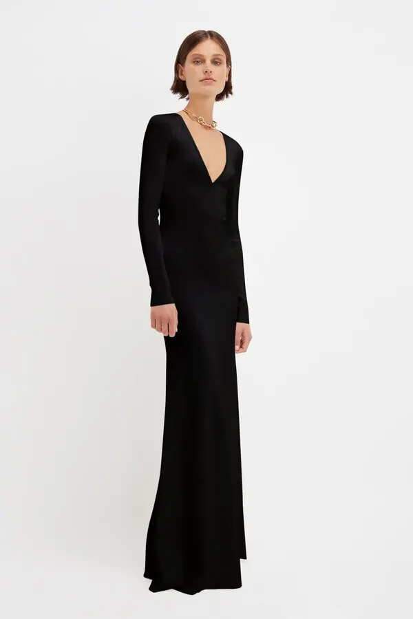 Victoria Beckham Deep V Knitted Gown