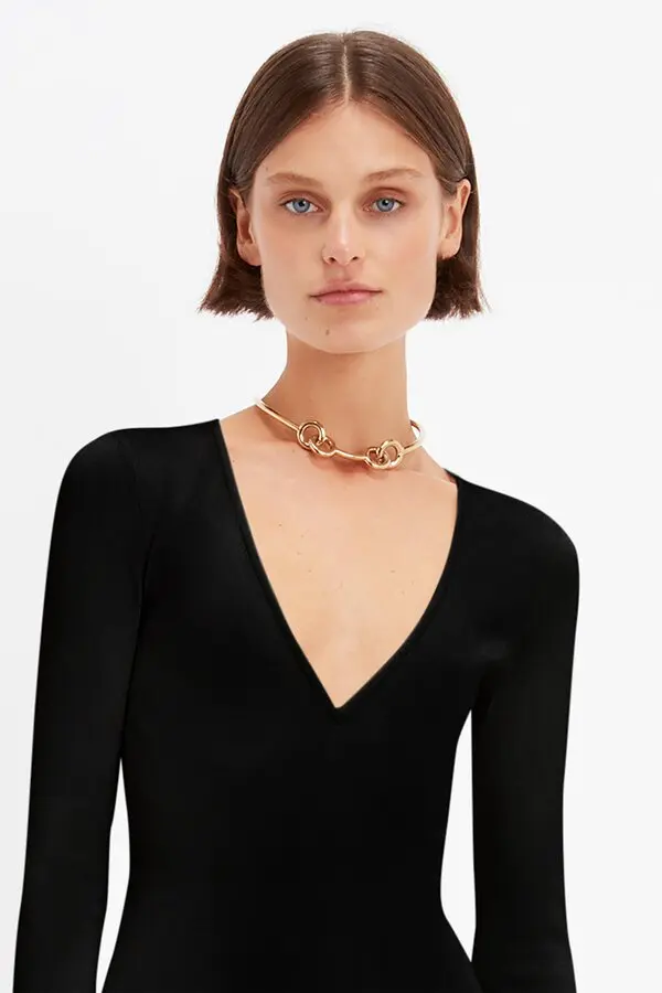 Victoria Beckham Deep V Knitted Gown