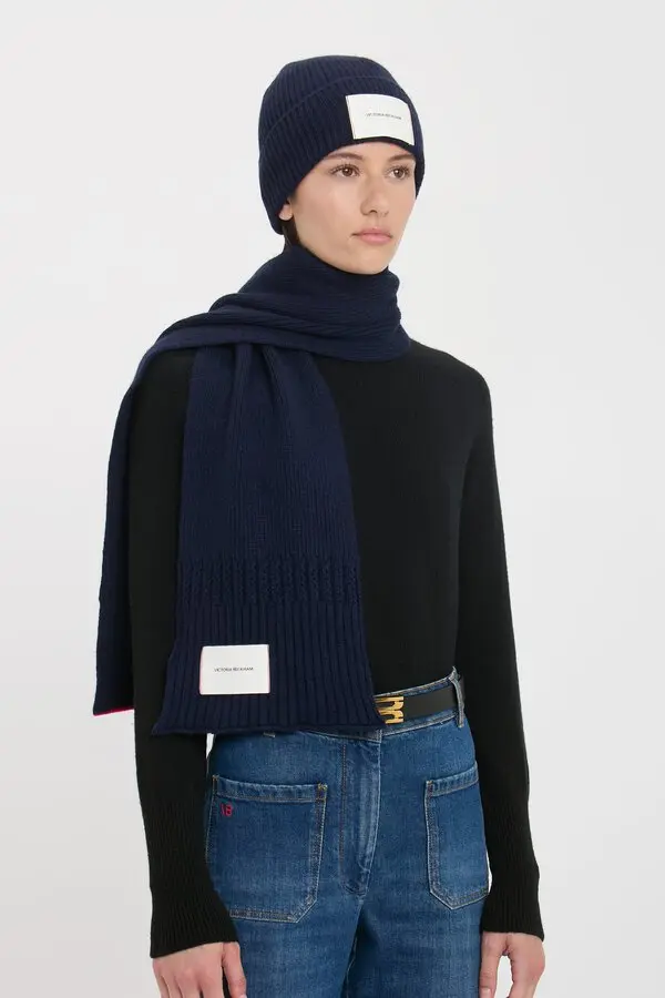 Victoria Beckham Exclusive Logo Patch Scarf