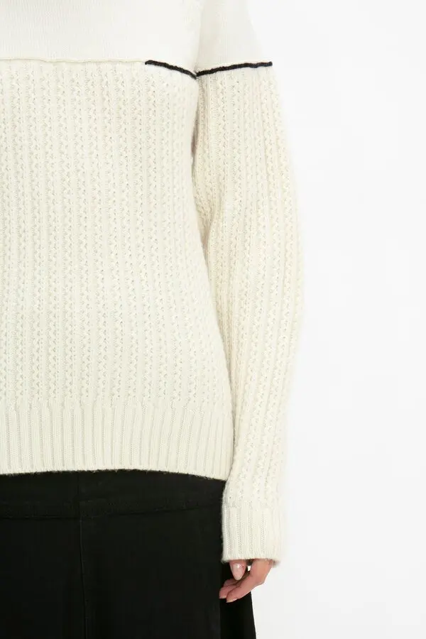 Victoria Beckham Collar Detail Jumper - Natural
