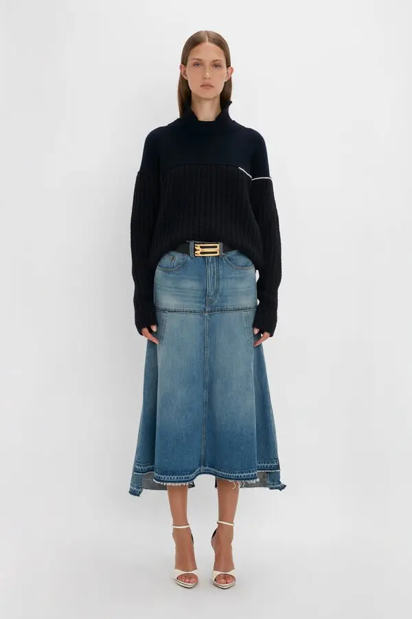 Victoria Beckham Collar Detail Jumper - Navy