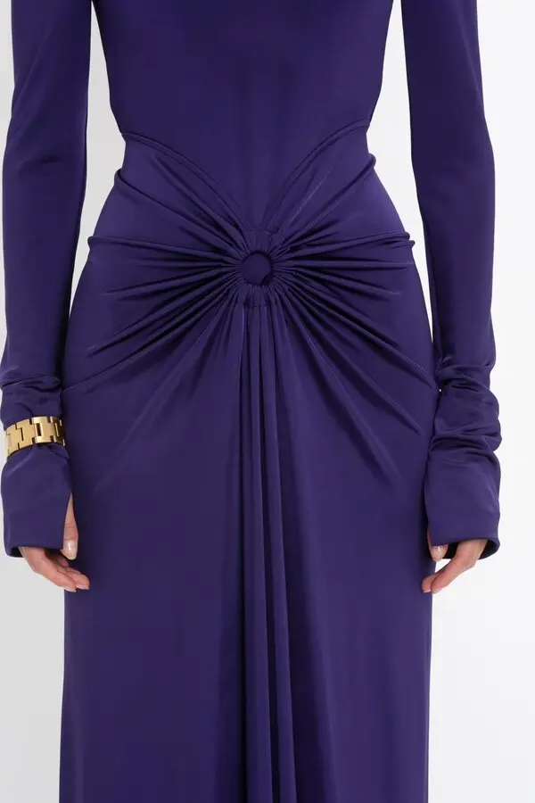 Victoria Beckham Long Sleeve Gathered Midi Dress