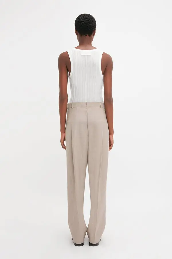 Victoria Beckham Reverse Front Trouser - Sesame
