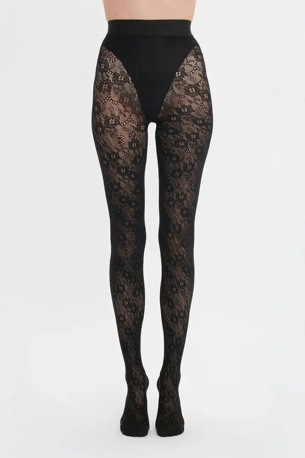 Victoria Beckham Vb Monogram Lace Tights