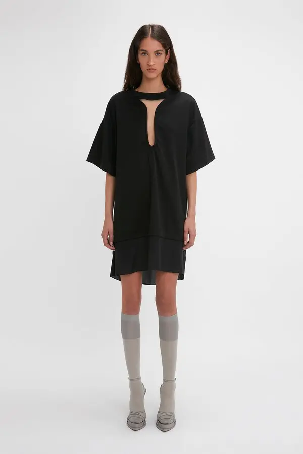 Victoria Beckham Frame Cut-out T-shirt Dress - Black