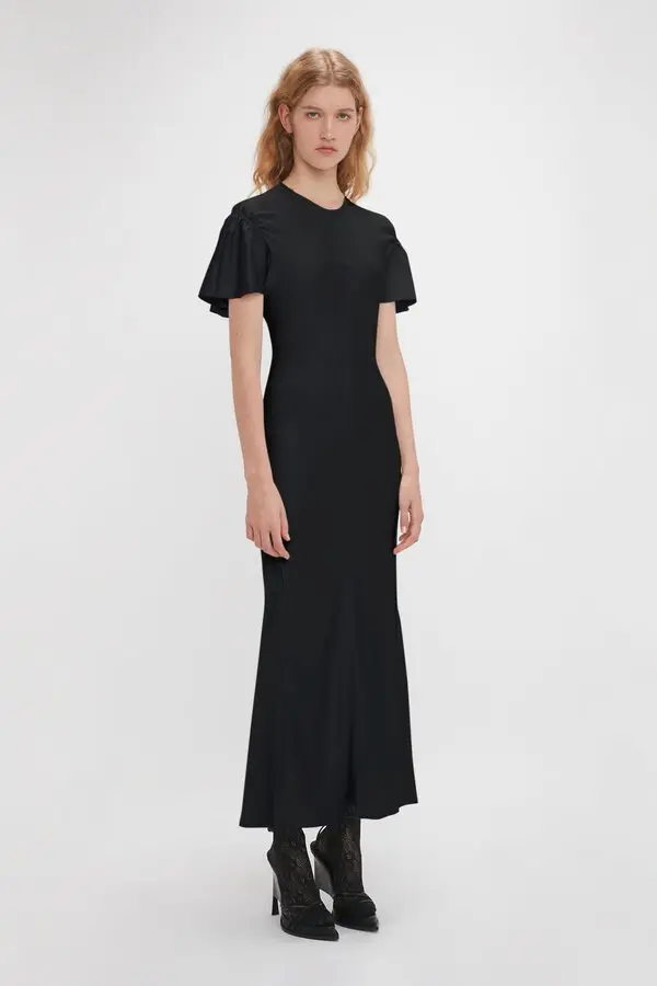 Victoria Beckham Gathered Sleeve Midi Dress