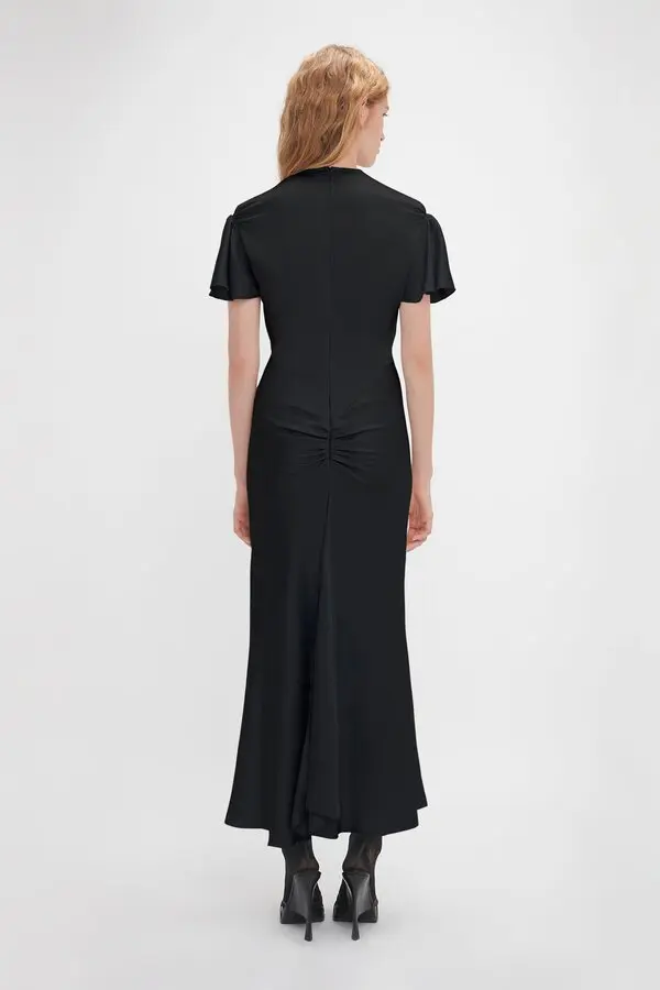 Victoria Beckham Gathered Sleeve Midi Dress