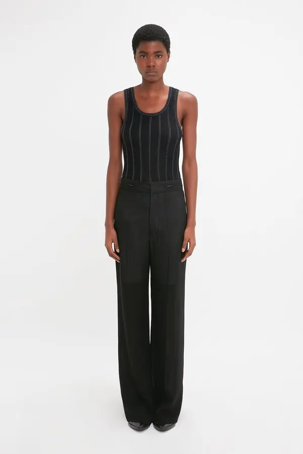 Victoria Beckham Fine Knit Vertical Stripe Tank - Black-blue