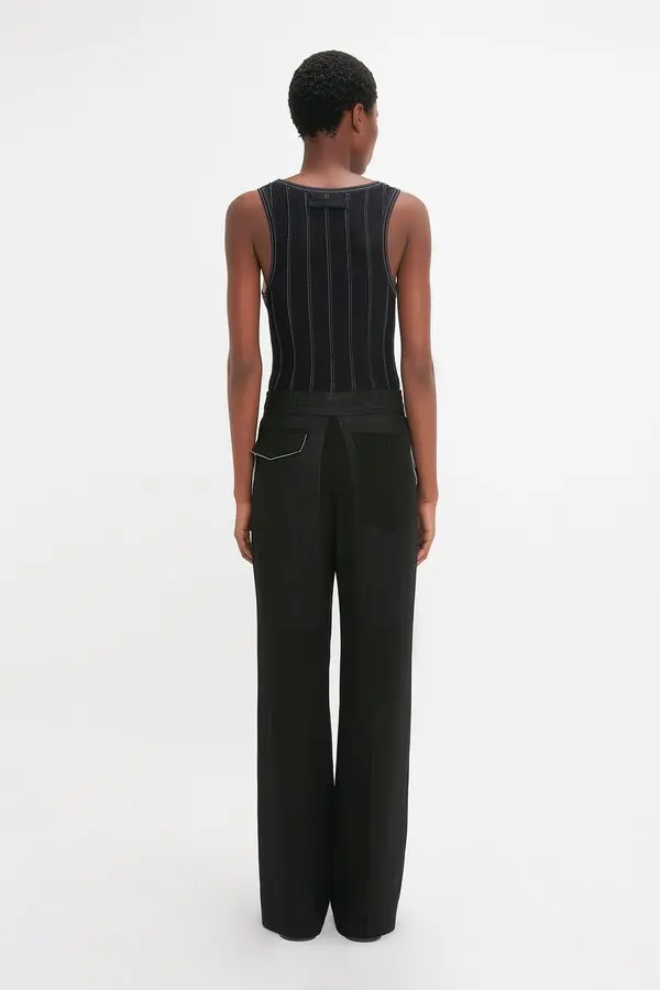 Victoria Beckham Fine Knit Vertical Stripe Tank - Black-blue